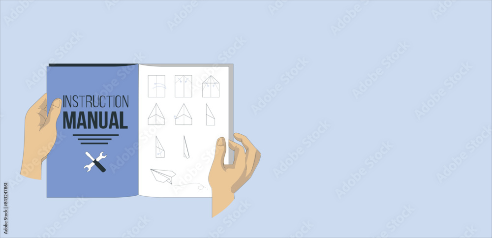 Man hold instruction manual. Checklist Holding the clipboard. Paperwork ...