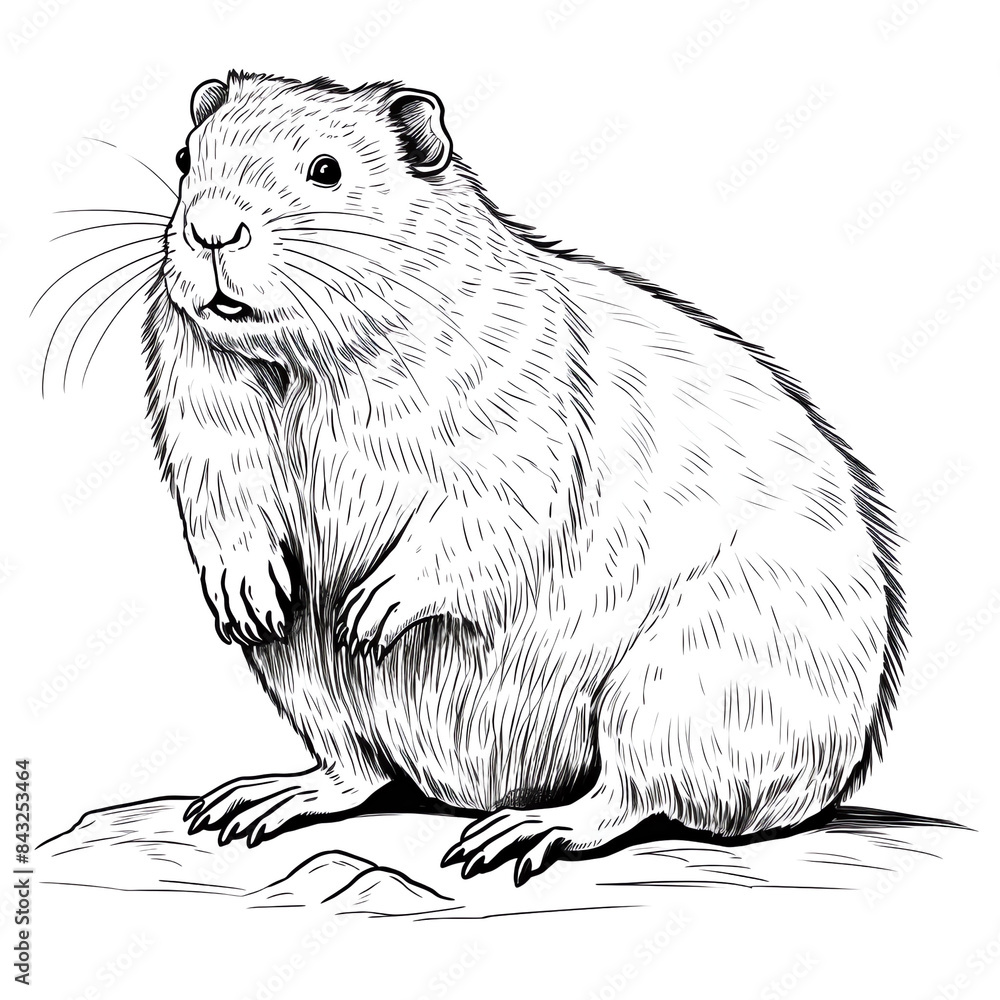 A simple black and white vector line drawing of the Nutria, with no ...