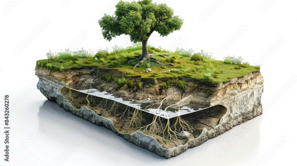 Enchanting Isometric Landscape Swamp with Ancient Tree Roots Cross ...