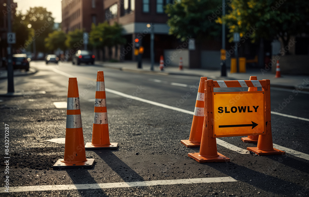 Road Maintenance Traffic Warning Signs and Symbols. Stock Photo | Adobe ...