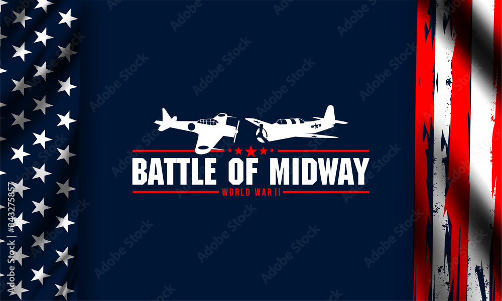 Battle of Midway vektor background , June 4-6, 1942 . a historic naval ...