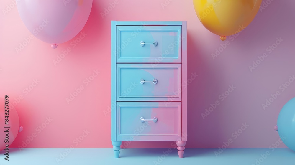Filing cabinet icon 3d blender pastel color Abstract background with ...