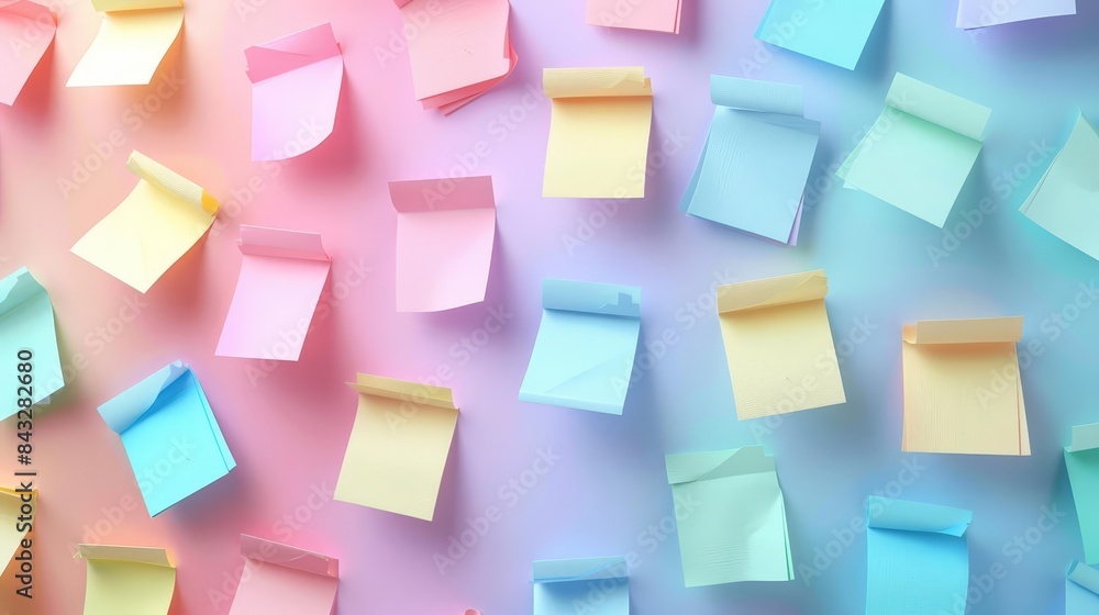 Postit notes icon 3d blender pastel color Abstract background with ...