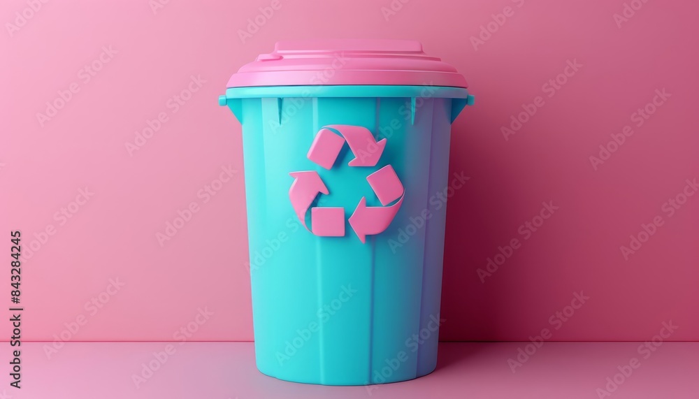 Recycling bin icon 3d blender pastel color Abstract background with ...