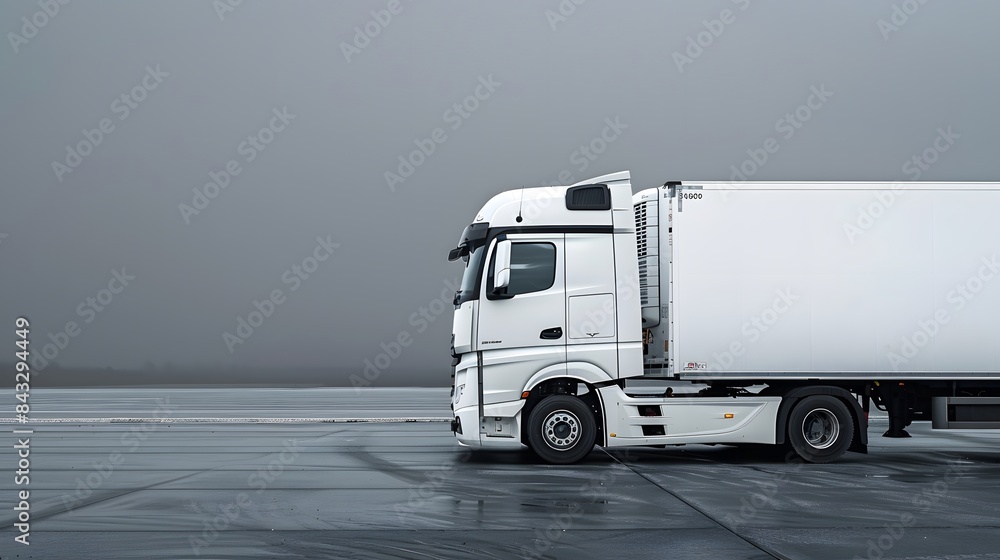 White truck with grey background, truck side profile, white german ...