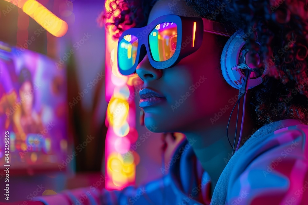 An LGBTQ gamer using cloud gaming services, Immersive, Vibrant colors ...