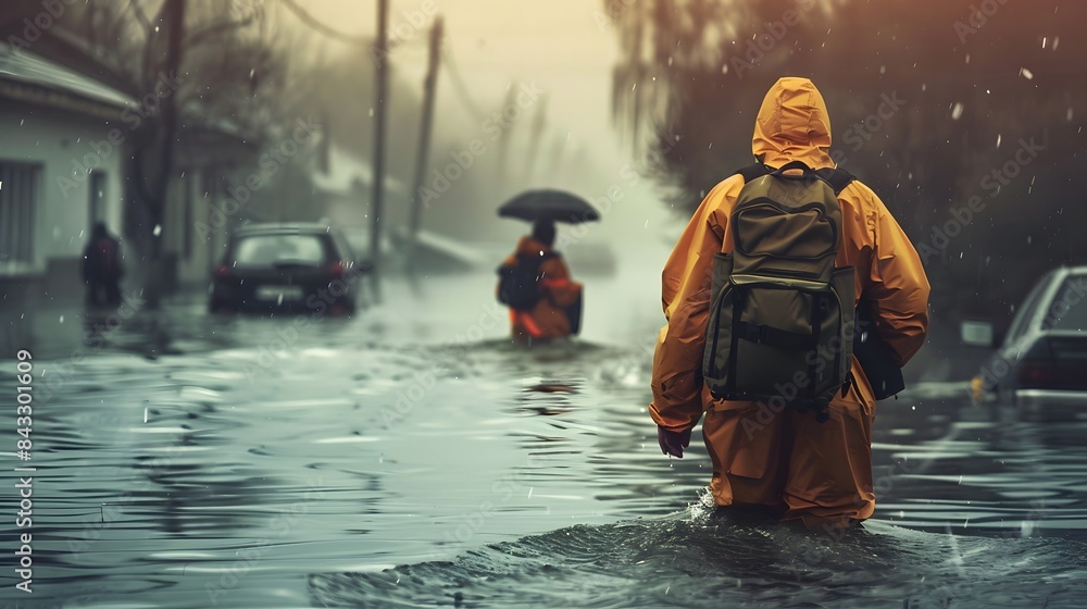 Evacuation scene during hurricane highlighting importance of safety ... Evacuation scene during hurricane highlighting importance of safety ...
