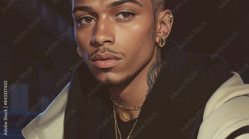 An intense portrait capturing the fierce and enraged expression of an ...