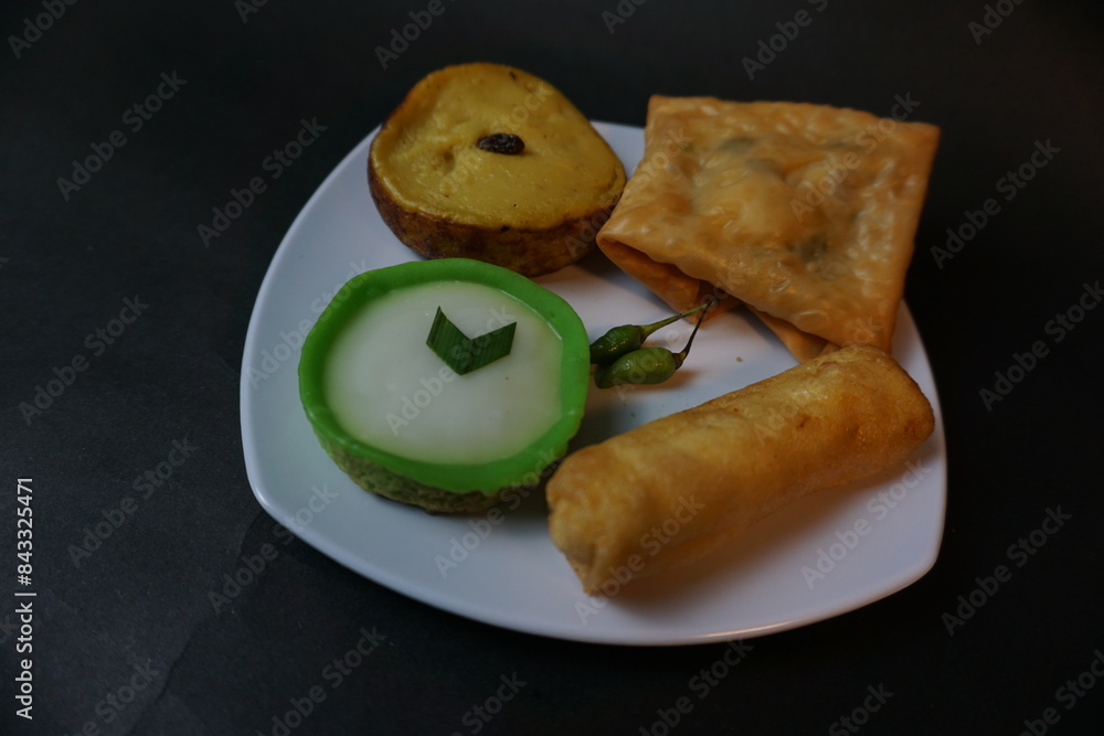 Indonesian traditional snack that called Jajanan Pasar with various ...