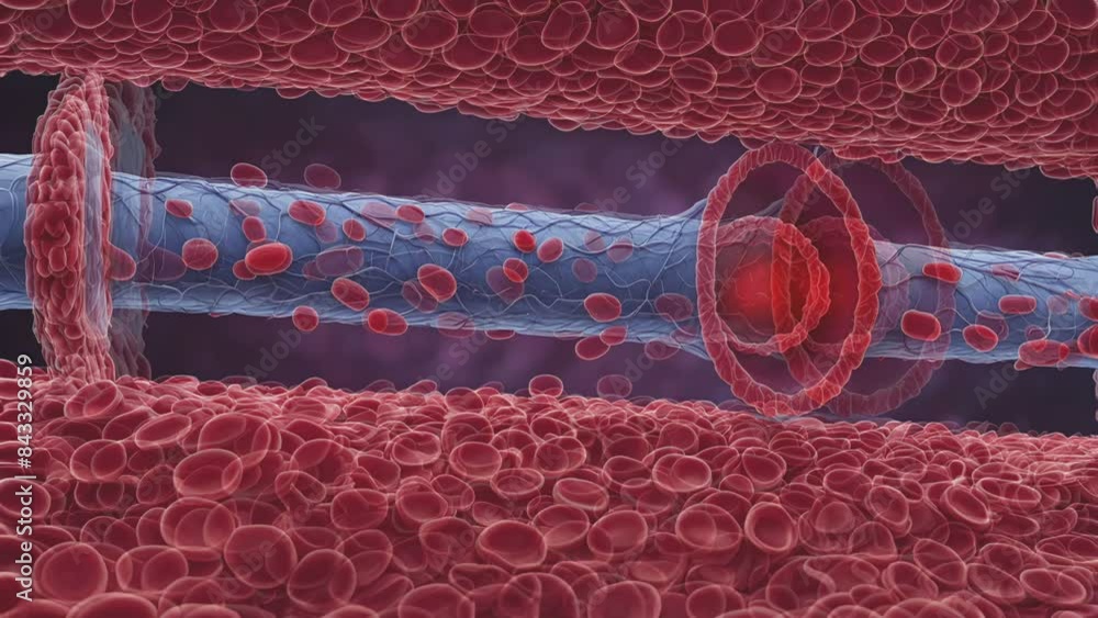 Inside Blood Vessel. Blood Stream inside Artery. Erythrocytes ...