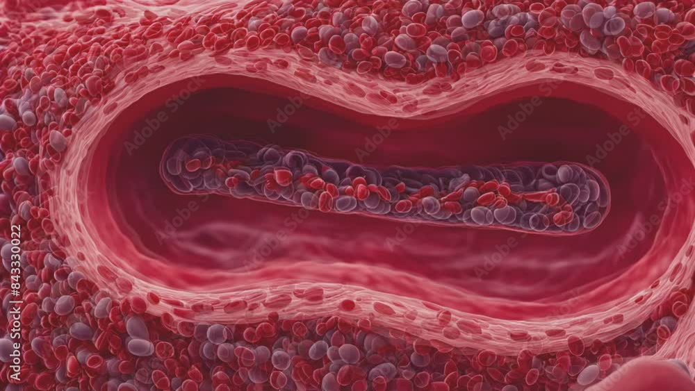 Inside Blood Vessel. Blood Stream inside Artery. Erythrocytes ...