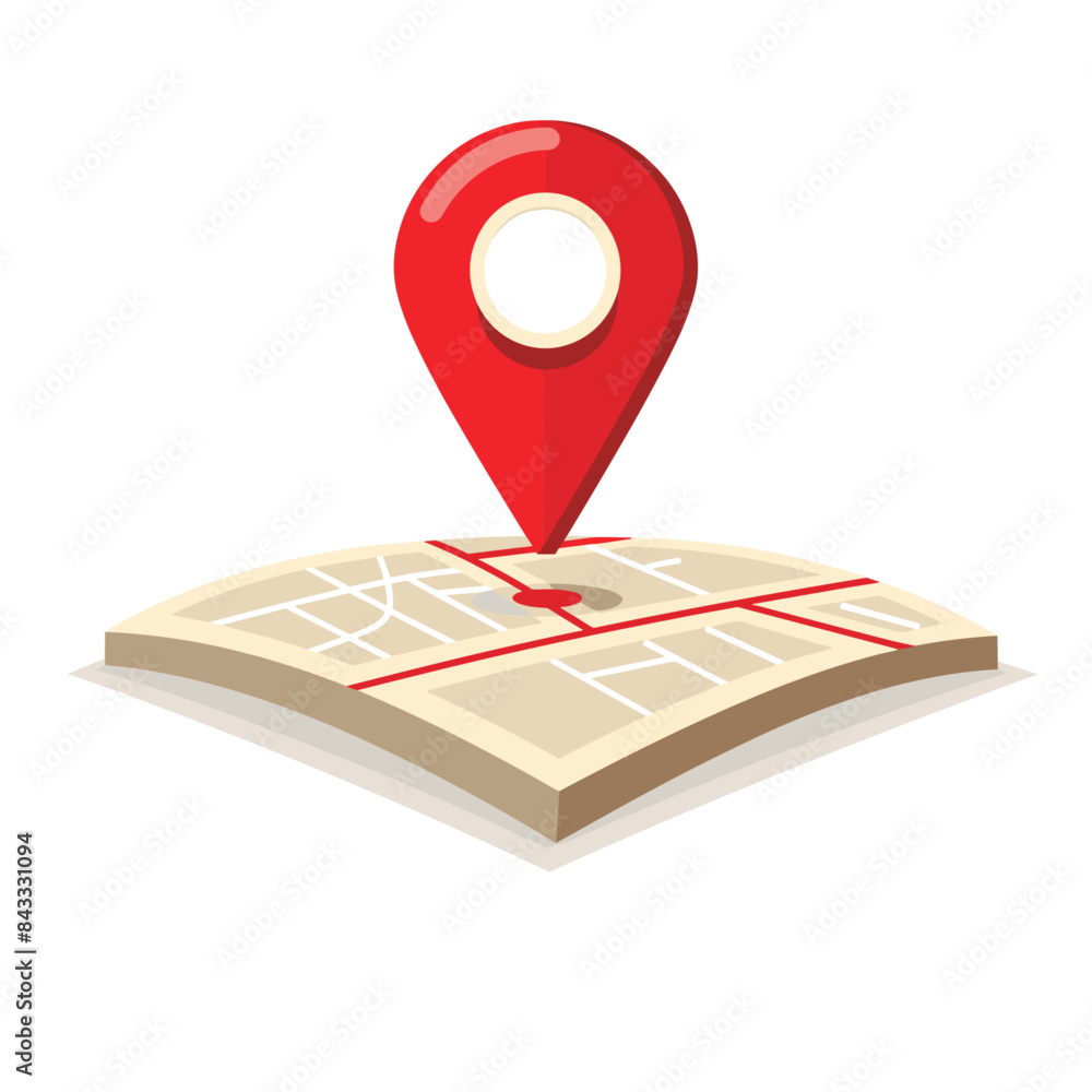 A cartoon vector illustration of an icon representing the location pin ...