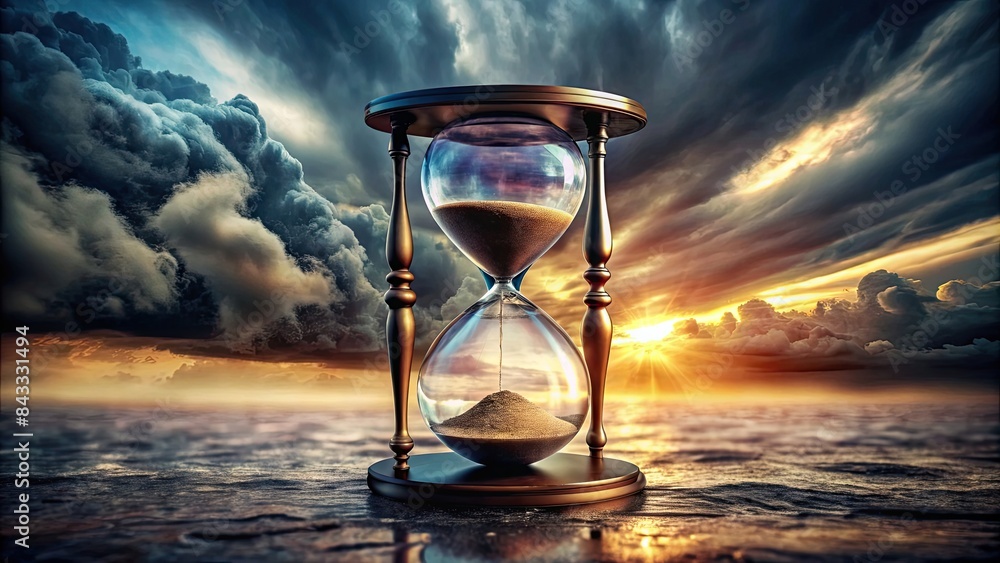 hourglass on the sand, concept of time running out urgency and action ...