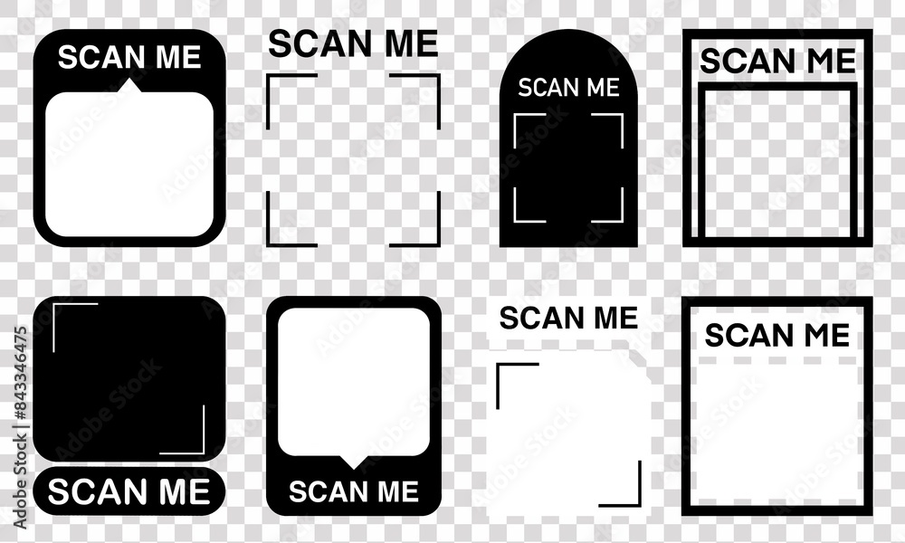 Set of QR code frame. QR code. Scan me. Social media applications code ...