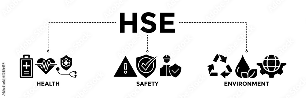HSE banner icons set with glyph style icon for Health Safety ...