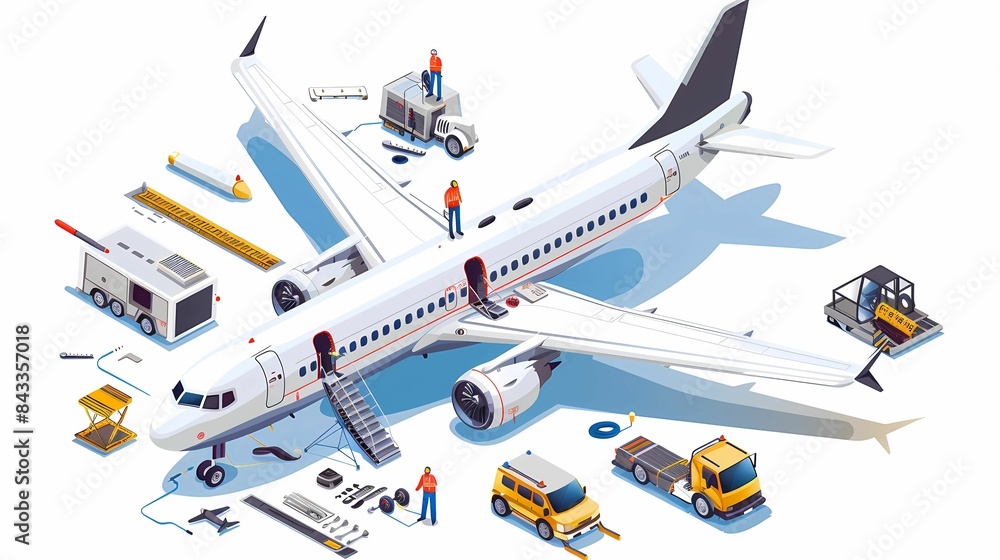 An aircraft engineer planning with mechanician maintenance jet engine ...