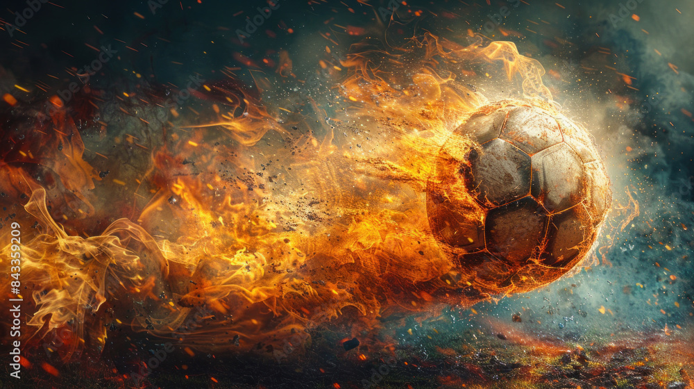 A soccer ball zooms through the air, creating a spectacle of heat and ...