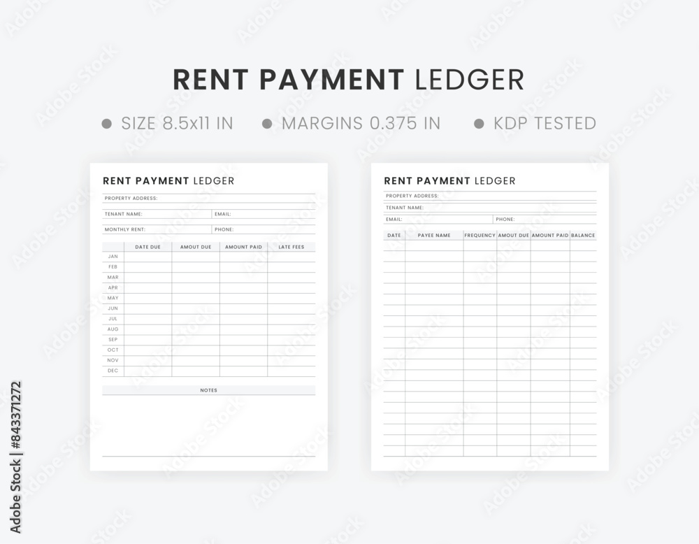 Rent Payment Ledger Template Printable, Tenant Payment Tracker, Monthly ...