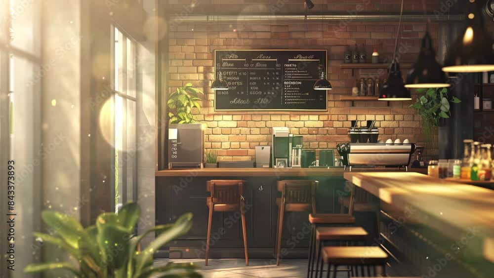 coffee shop interior with list of drinking seamless looping overlay 4k ...