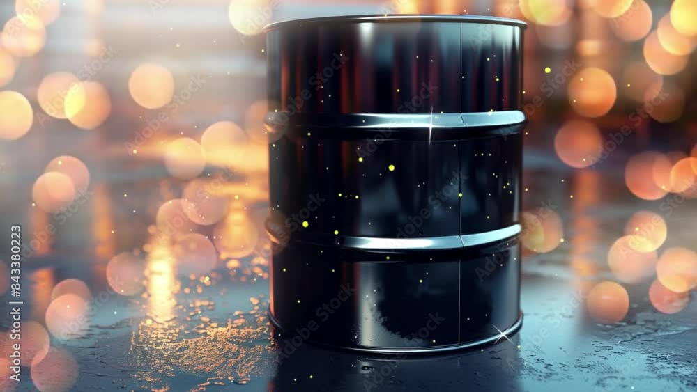 a black barrel of crude oil with a glossy finish seamless looping ...