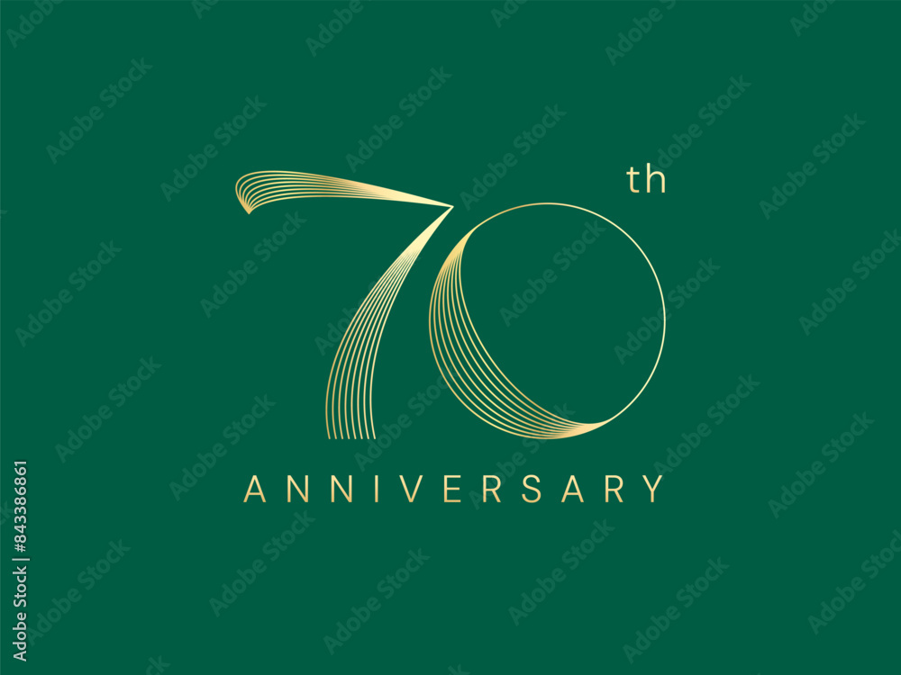 70th Anniversary luxury gold celebration with curved lines logo ...