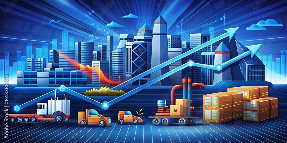 Abstract economic background image ships container illustration arrows ...