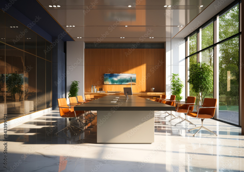 Professional corporate meeting room with modern glass-walled design ...