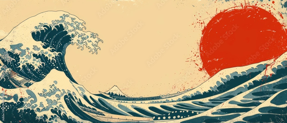 Traditional Asian banner design in an abstract pattern with peony ...