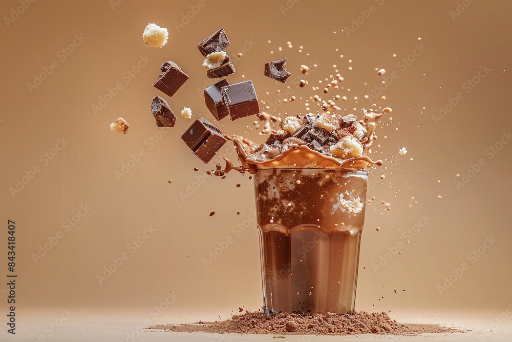 Studio lights illuminate a vibrant explosion of a deconstructed ...