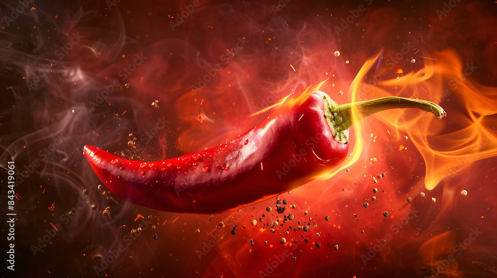 Fiery Heat Hot Pepper Flaming and Burning, A hot chili pepper on fire ...