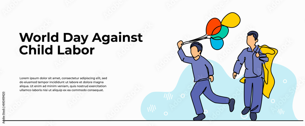 Vector illustration of campaign against child labor. Modern flat in ...