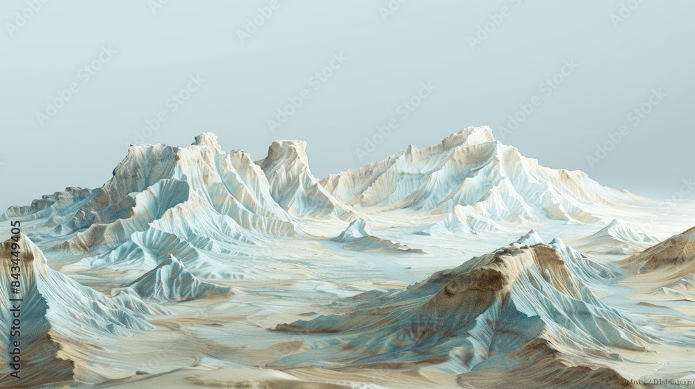 Detailed 3D terrain with canyons and cliffs, featuring a clear space ...