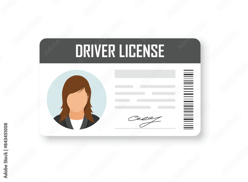 Driver license icon in flat style. Id card vector illustration on ...