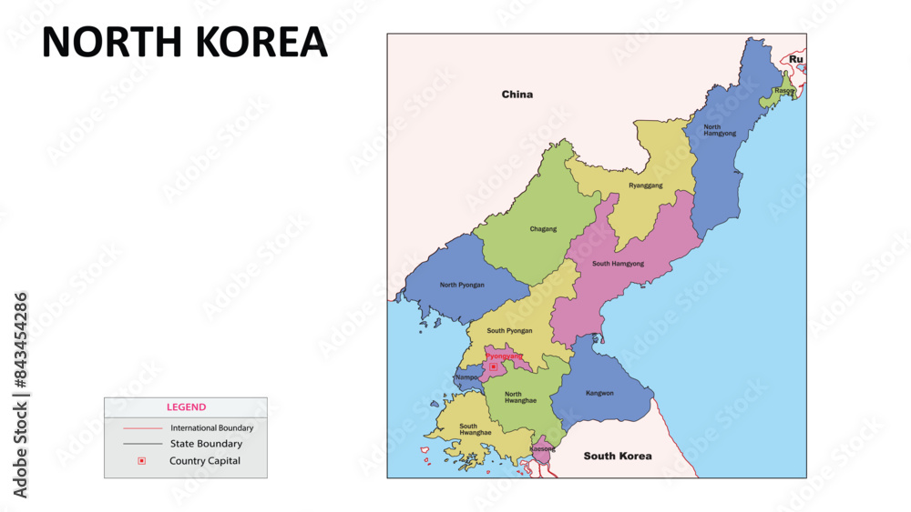North Korea Map. State and union territories of North Korea. Detailed ...