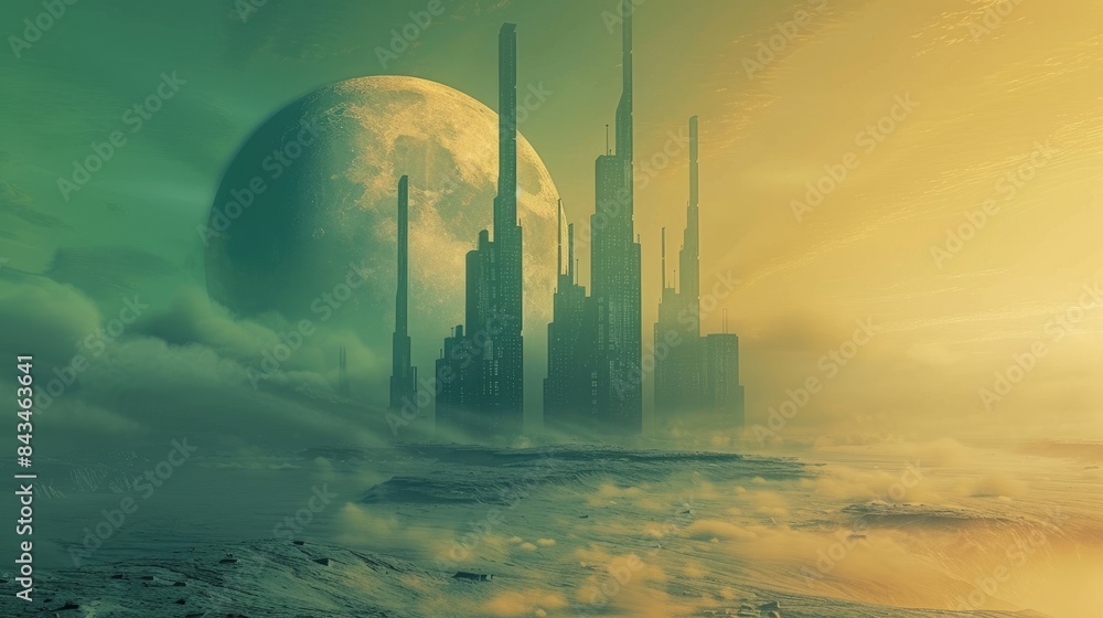 Surreal future-themed backdrop portraying the essence of the world to ...