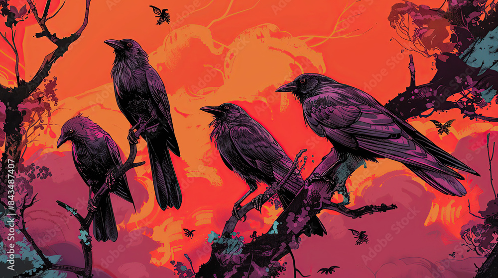 comic-style birds, illustrated birds, cartoon birds, comic bird ...