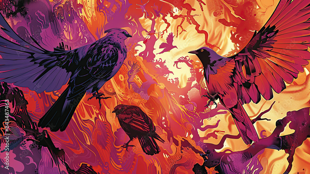 comic-style birds, illustrated birds, cartoon birds, comic bird ...