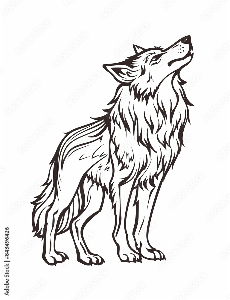 Howling Wolf: Simple Line Art Coloring Page - Easy Coloring Pages ...