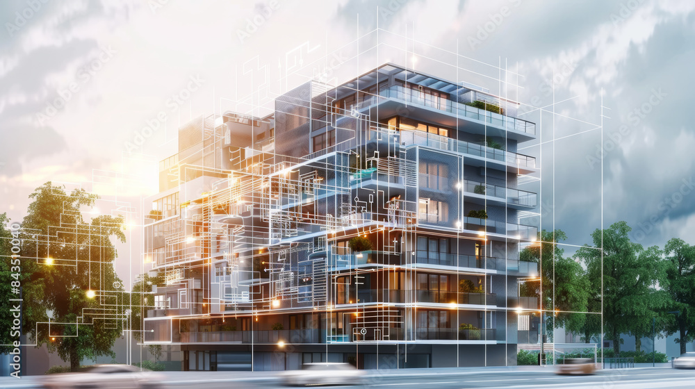 Foto de An architectural marvel of a modern apartment building is ...