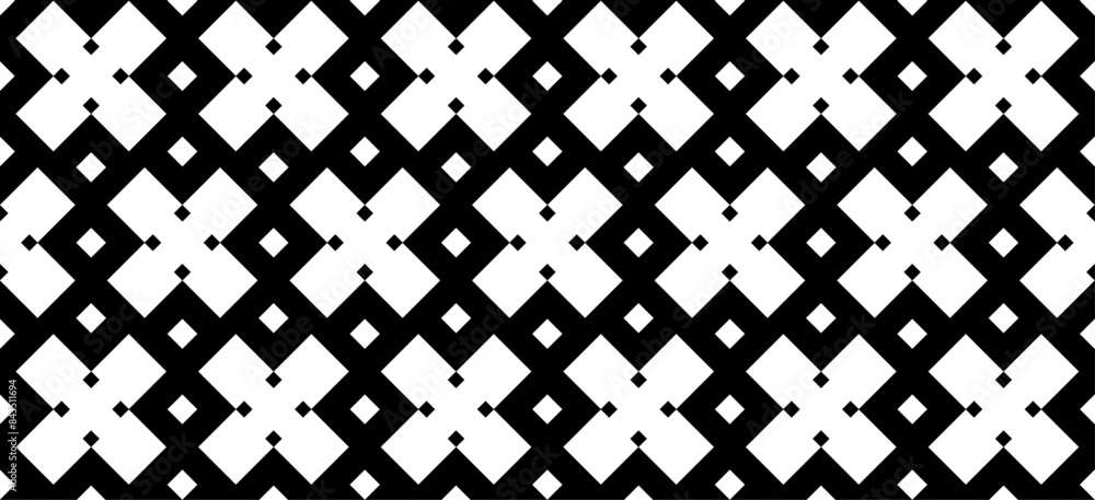 Complex black and white geometric pattern with small diamonds and ...