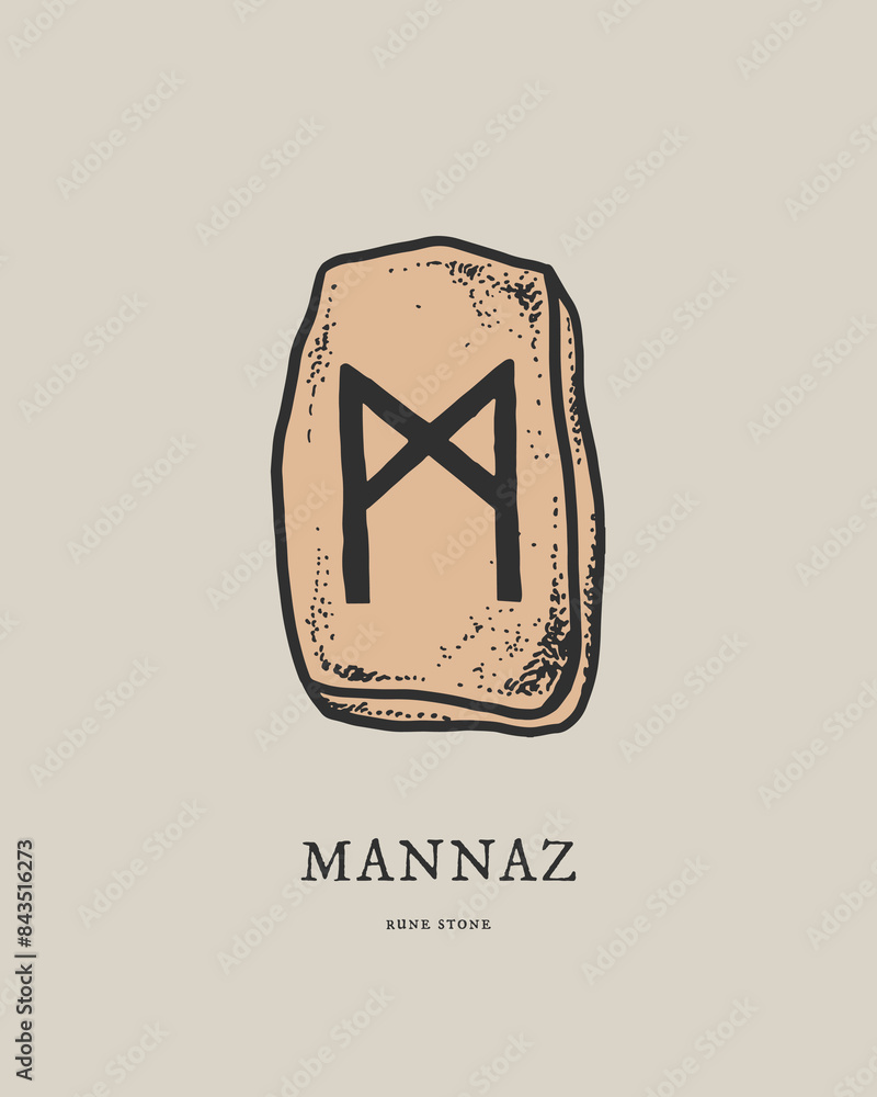 Mannaz rune. Ancient Scandinavian alphabet carved on stone. Ancient ...
