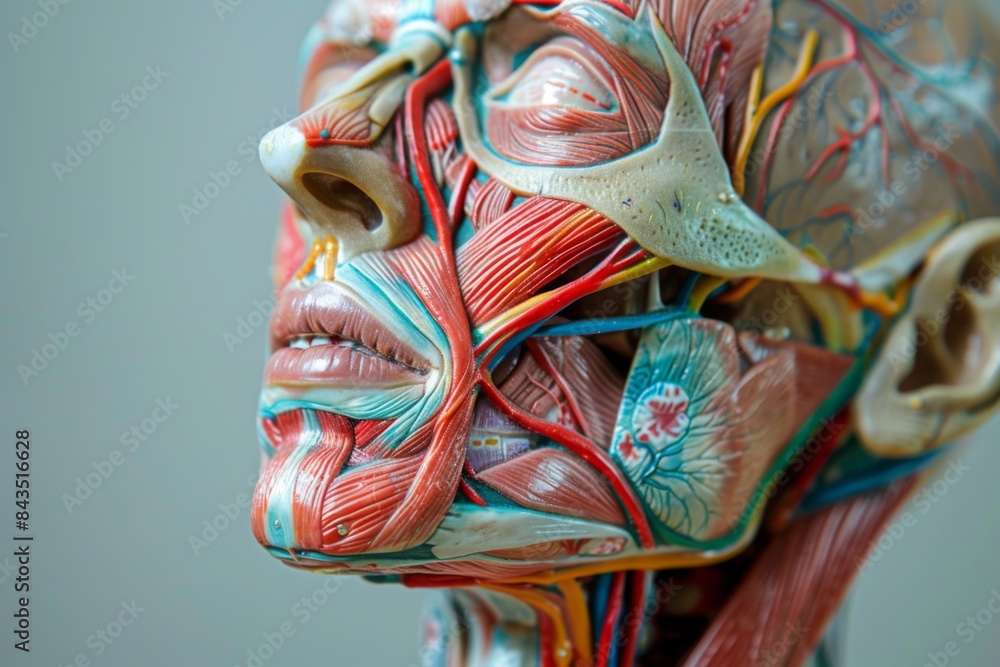 Detailed model of a human face showing muscles and veins Stock Photo ...