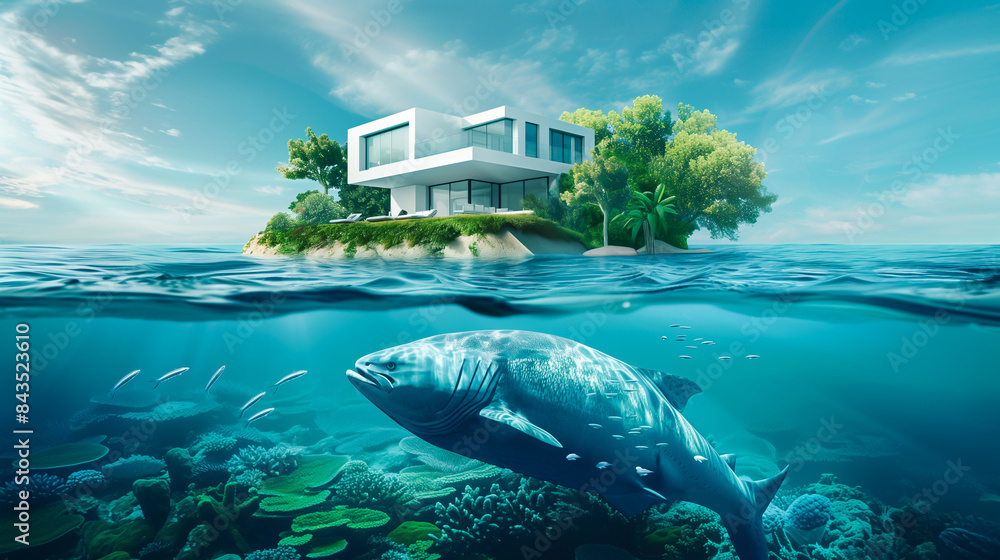 Sustainable Futuristic Sea Villa Architecture, Artificial Floating ...