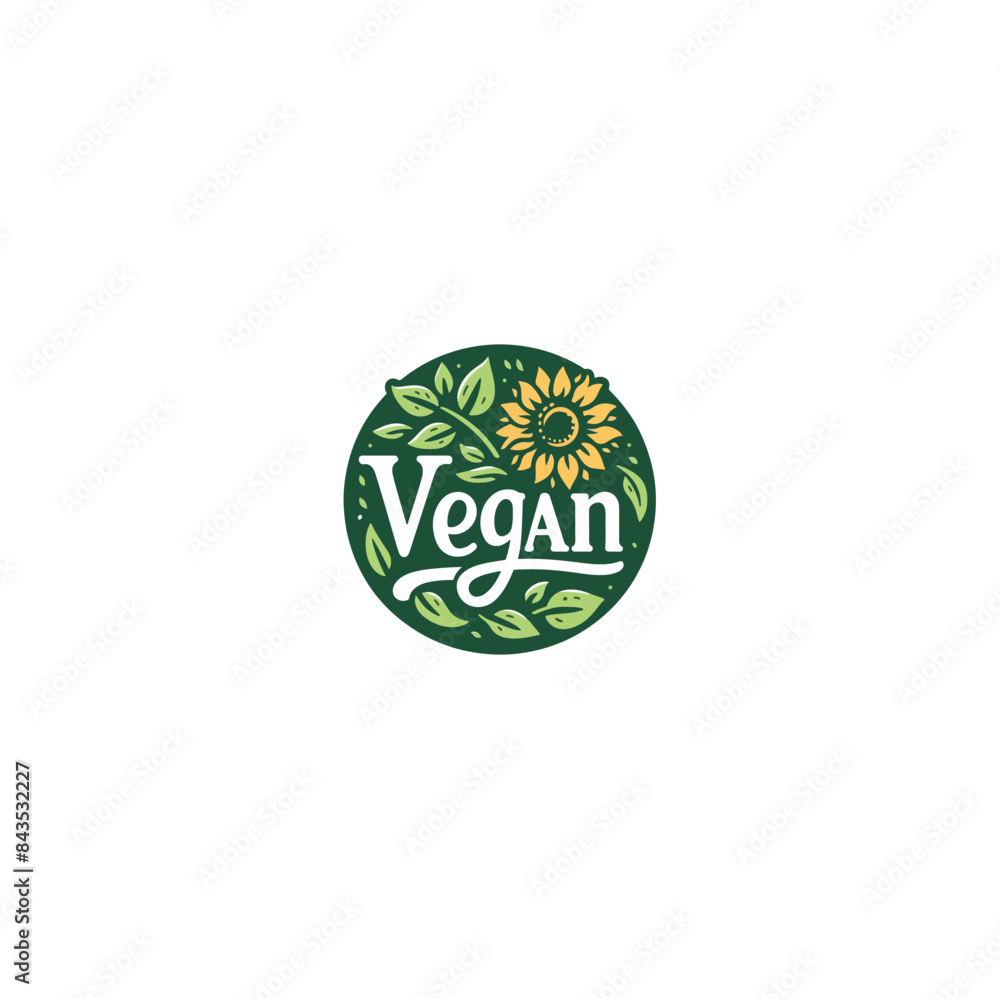 Vegan logo with green leaves for organic Vegetarian friendly diet ...