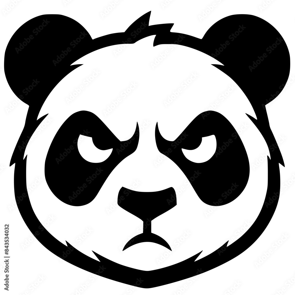 Cartoon silhouette of an angry panda face Stock Vector | Adobe Stock