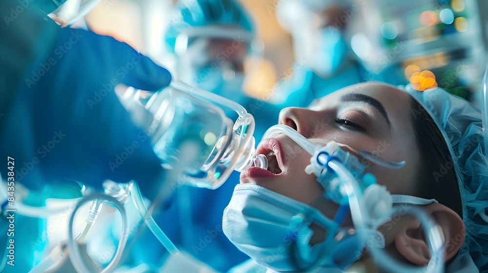 Defocused Image of Anesthesiologist Providing Emergency Intubation Care ...