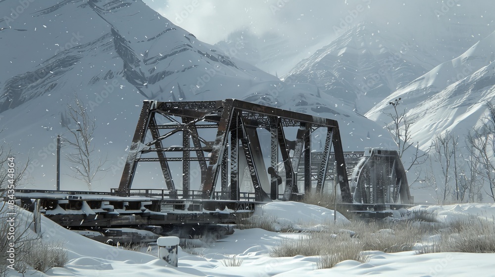Spectacular bridge connecting two grand mountains in breathtaking ...