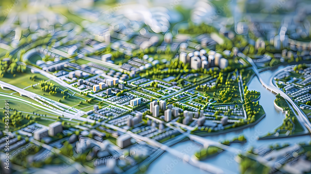 A detailed, technical blueprint showcasing urban planning and city ...