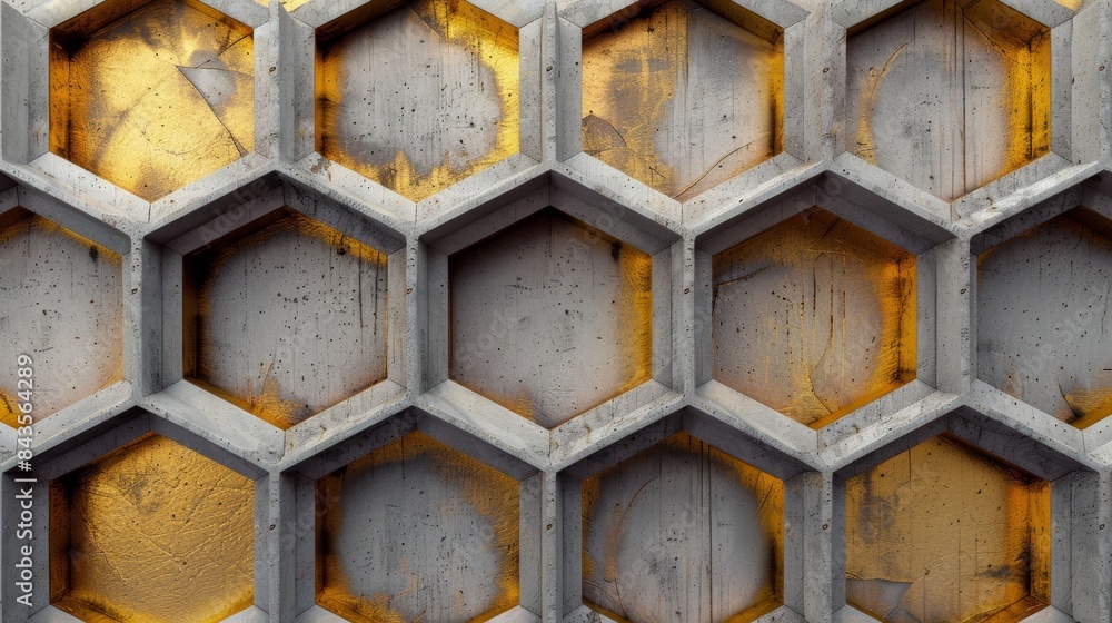 Closeup of hexagonal industrial metal grid with rust, showing aged ...