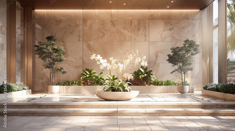 3d rendering of a luxury hotel lobby with plants in a pot Stock Photo ...